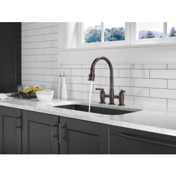 Delta 2390L-DST Broderick Two Handle Pull Down Bridge Kitchen Faucet ...