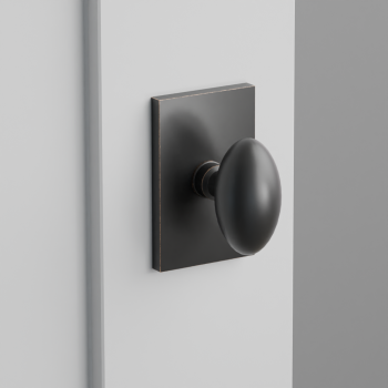Emtek 5112E Egg Knob With Modern Rectangular Rosette | QualityBath.com