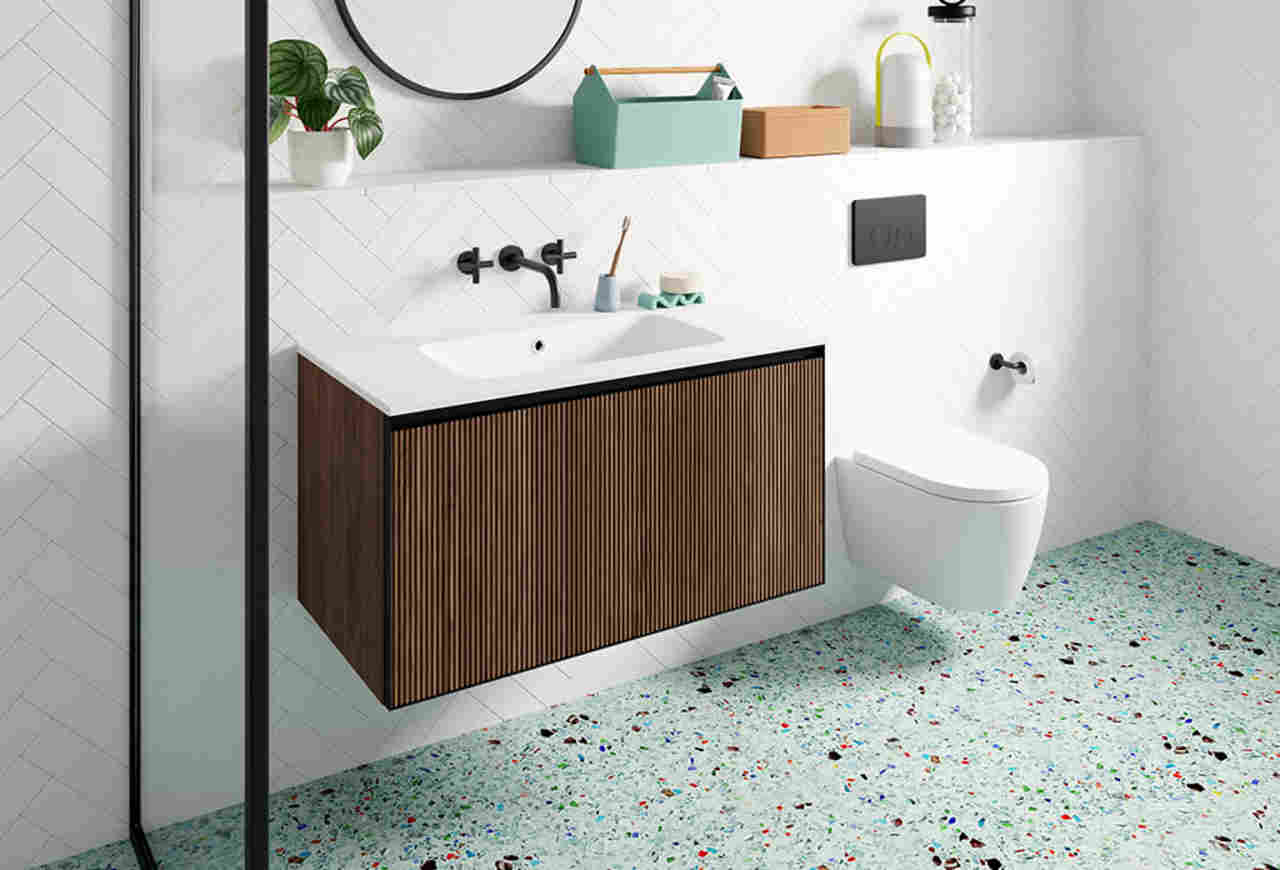 Perlato Slat Bathroom Vanities | QualityBath.com