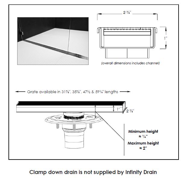Infinity Drain FXAS 6532 Fx Series Fixed Length 32" Complete Kit | QualityBath.com