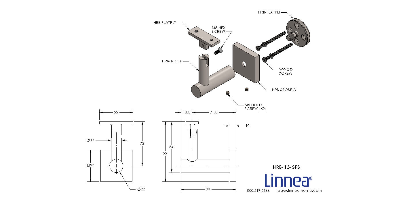 Linnea HRB-13-SFS Rail Bracket | QualityBath.com