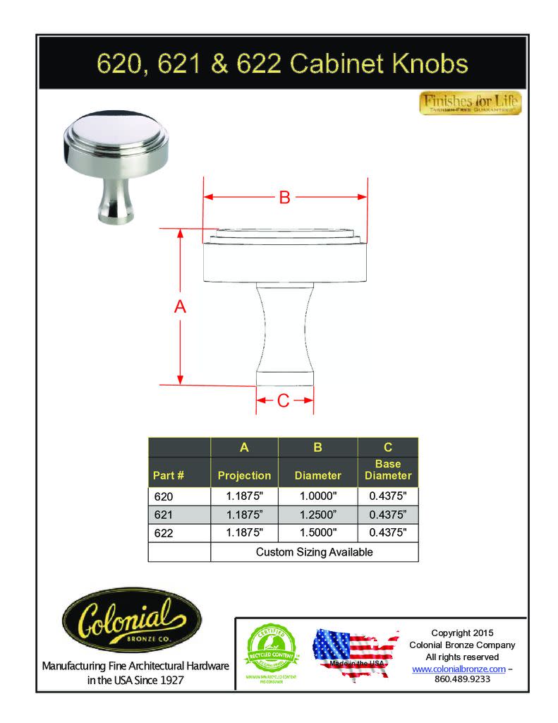 Colonial Bronze 621 620 Series Cabinet Knobs | QualityBath.com